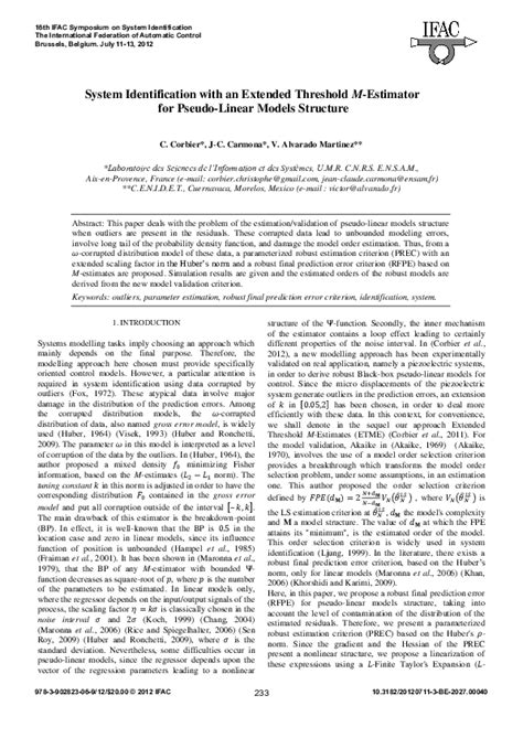 pdf system identification with an extended threshold m estimator for