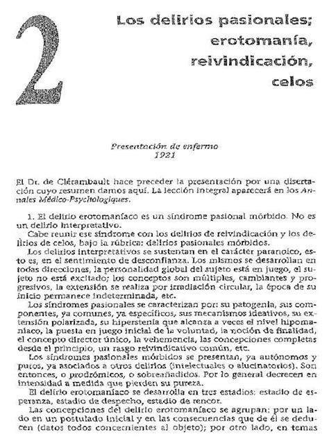 4 De Clérambault G Los Delirios Pasionales Erotomania
