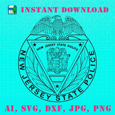 New Jersey State Police Badge Vector Laser Cut File Digital Download