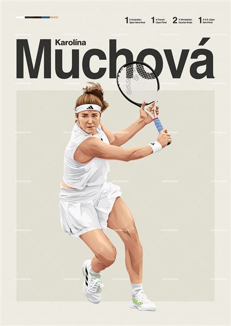 Karolina Muchova Poster Tennis Poster Atp Mid Century Modern Etsy