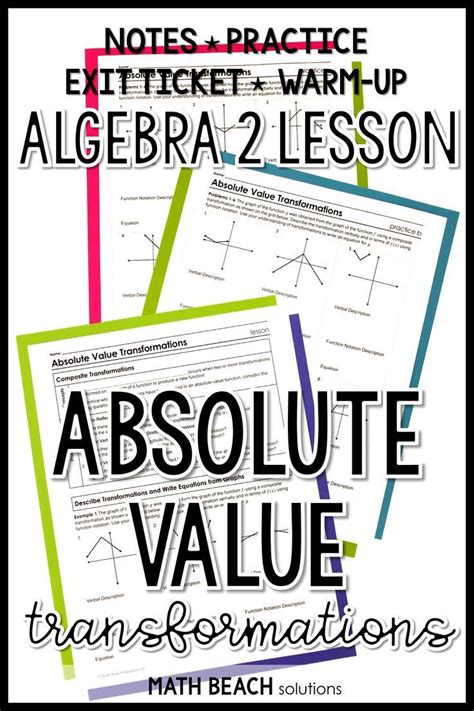 Absolute Value Transformations Notes And Practice Algebra Lesson