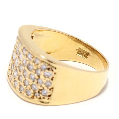 Wide Pavé Diamond Band Ring 18k Yellow Gold Ring Statement Diamond