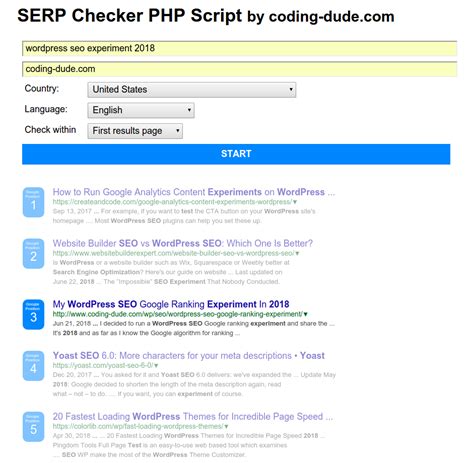 Google SERP Checker PHP Script Demo Coding Dude