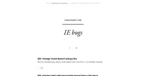 Legacy Ie Bugs Cheatsheet