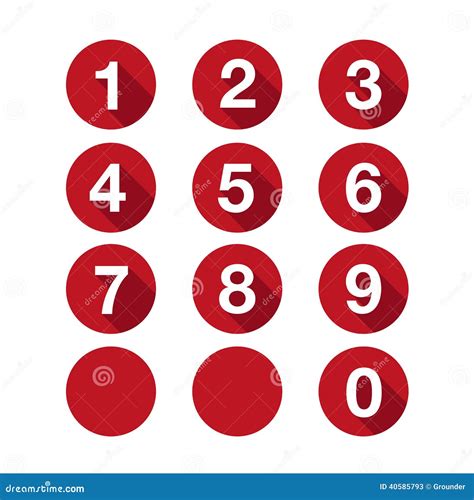 Numbers Set Red Vector Flat Design Stock Vector Illustration Of Flat Mathematical