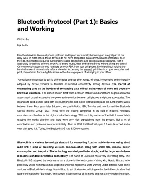 Bluetooth Protocol 1 Pdf Bluetooth Packet Switching