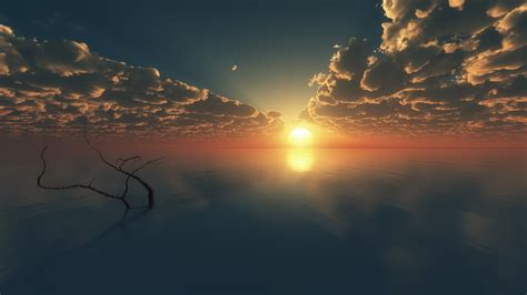 Sunset Wallpaper 4k Cloudy Sky Horizon