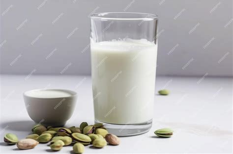 Premium Ai Image A Glass Of Almond Milk Next To A Cup Of Almonds