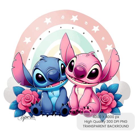 Stitch And Angel Clipart Png Bundle Birthday Party Digital Download