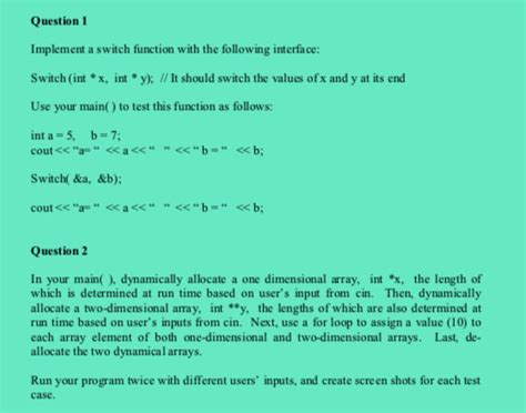 Solved Question 1 Implement A Switch Function With The Chegg Com