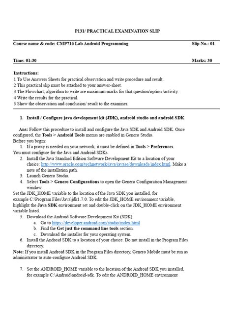 Android Programming Practical Pdf Software Development Kit Android Operating System