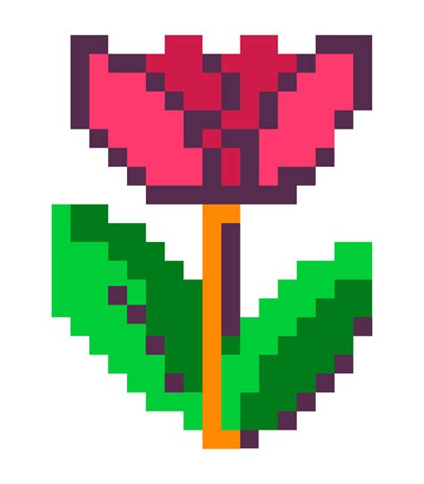Pixelated Flower Tulip In Blossom Botany Decor Vector Art At