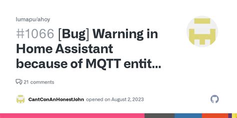 Bug Warning In Home Assistant Because Of Mqtt Entity Naming Guideline