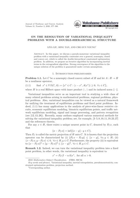 Pdf On The Resolution Of Variational Inequality Problems With A Double Hierarchical Structure