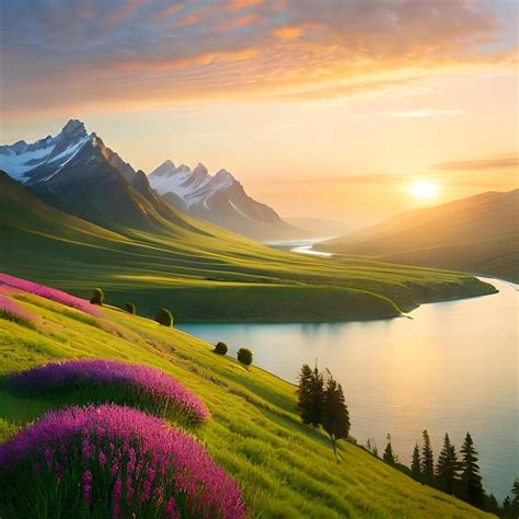 Premium AI Image A Serene Natural Background Depicting A Peaceful Landscape Or Scenery Ai