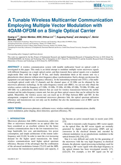 Pdf A Tunable Wireless Multicarrier Communication Employing Multiple