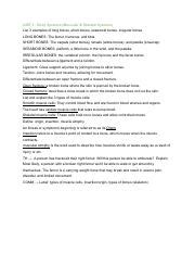 HealthCare Exam Review Unit 3 Pdf UNIT 3 Body Systems Muscular Skeletal Systems List 3