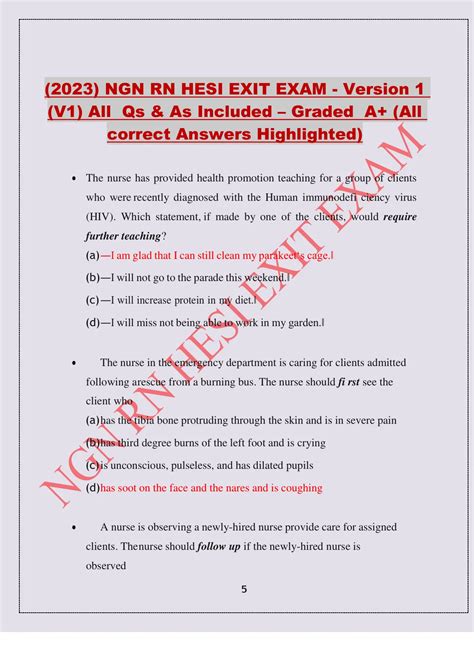 2023 NGN RN HESI EXIT EXAM Version 1 V1 All Qs As Included Graded A All Correct