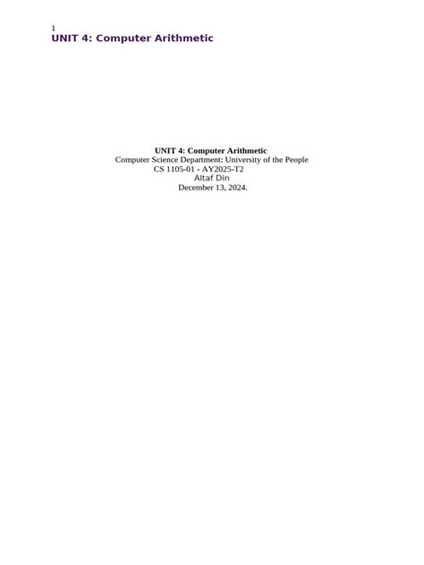 Unit 4 Computer Arithmetic Pdf Central Processing Unit Computer Engineering