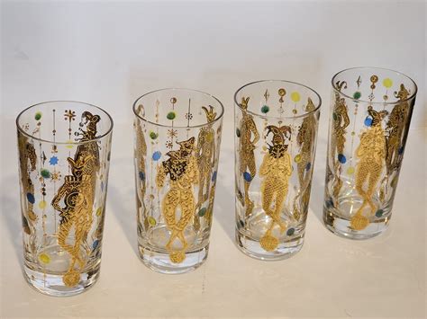 Culver Glass Mardi Gras Jester Glasses Etsy