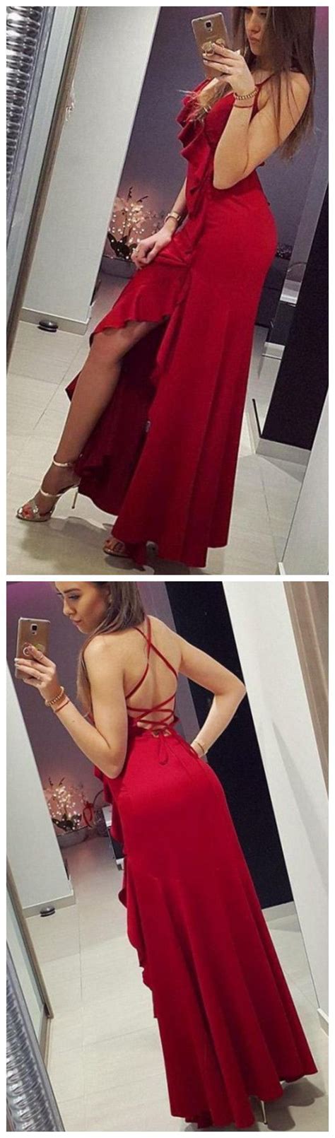 Sexy Red Backless Long Prom Dress Special Design Evening Gowns Cg1146