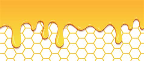 Yellow Pattern With Honeycomb And Honey Drips Dripping Honey Seamless