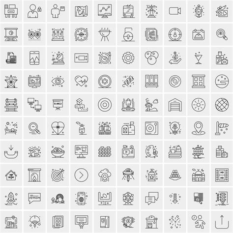 Set Of 100 Universal Modern Thin Line Icons For Mobile And Web Mix Business Icons Like Arrows