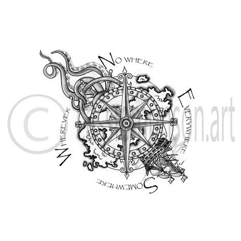 Steampunk Compass Drawing