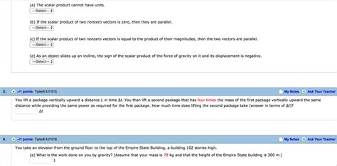 Solved A The Scalar Product Cannot Have Units Select 一