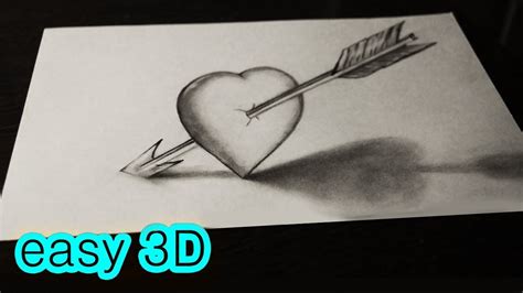Простой рисунок 3d сердце со стрелой АМУРА How To Draw 3d Heart Youtube