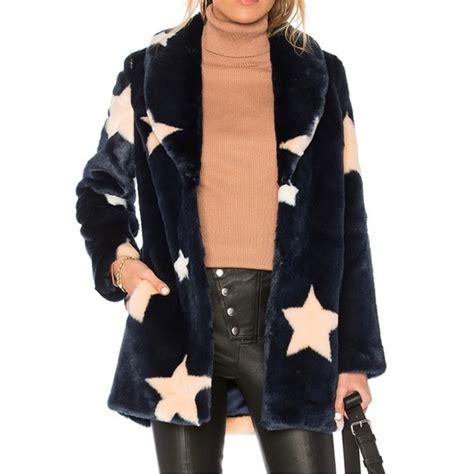 Eaves Jackets And Coats Eaves Althea Faux Fur Coat Dark Blue Fur With