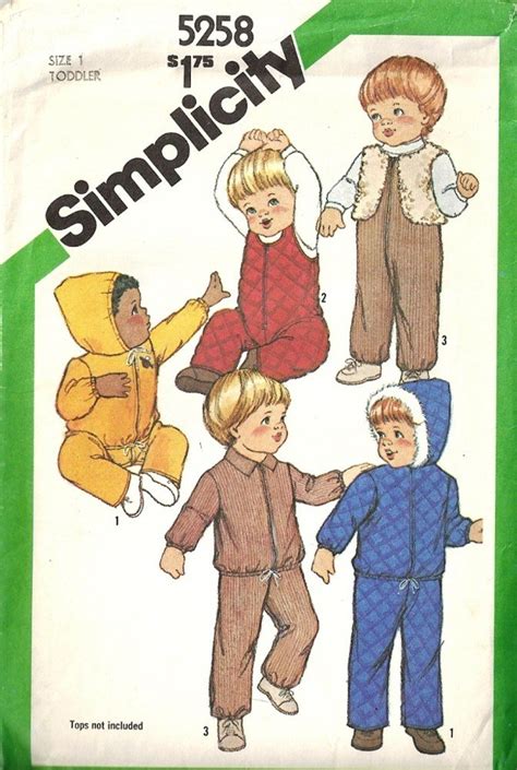Simplicity 5258 Boy Girl Jacket Overalls Vintage Sewing Pattern Size 1
