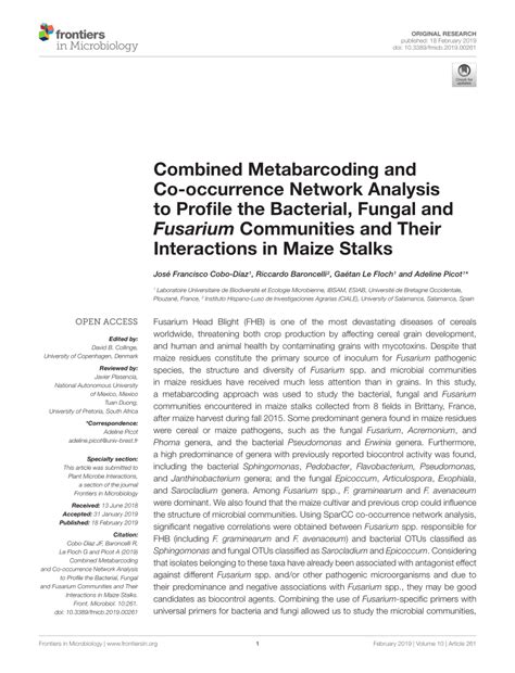 Pdf Combined Metabarcoding And Co Occurrence Network Analysis To