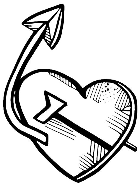 Stained Glass Heart Coloring Page With Arrow · Creative Fabrica
