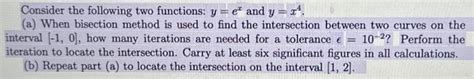 Solved Consider The Following Two Functions Ye X