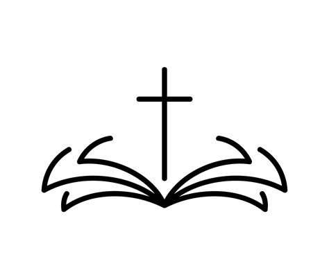 Vector Emblem With Cross And Holy Bible Illustration Of Christian Logo