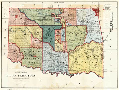 1887 Map Of Native American Indian Territory Tribes Oklahoma 11x15