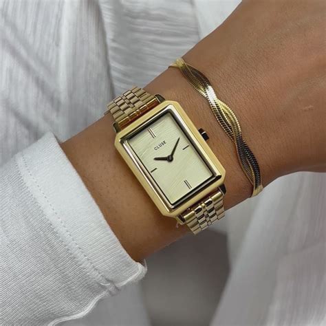 Cluse Fluette Rectangular Watch Cw11511 Gold • Official Cluse Store
