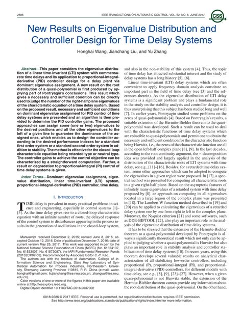 pdf new results on eigenvalue distribution and controller design for
