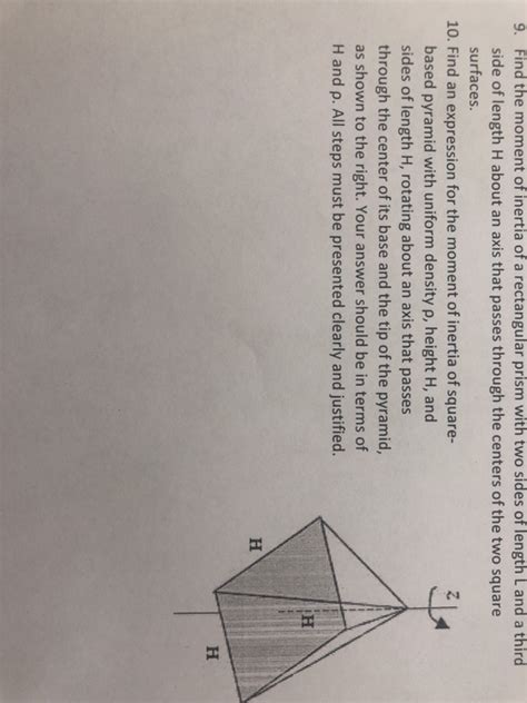 Solved 9 Find The Moment Of Inertia Of A Rectangular Prism