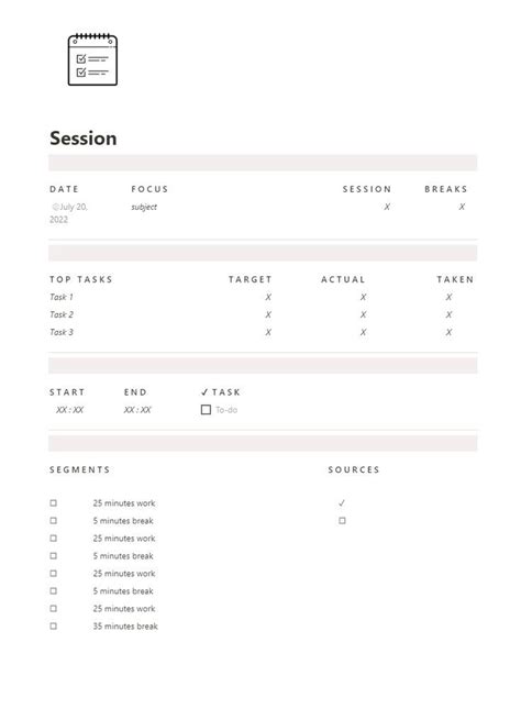 Notion Template Pomodoro Project Planner In 2023 Project Planner