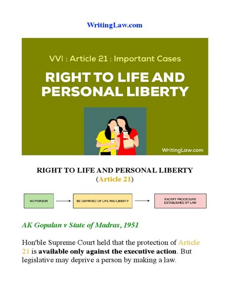 14 Famous Cases On Right To Life And Personal Liberty Article 21 Pdf