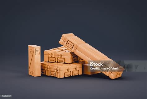 단색 단색 노란색 군사 탄약 상자 더미 3d 그림 0명에 대한 스톡 사진 및 기타 이미지 0명 개선 경호 Istock