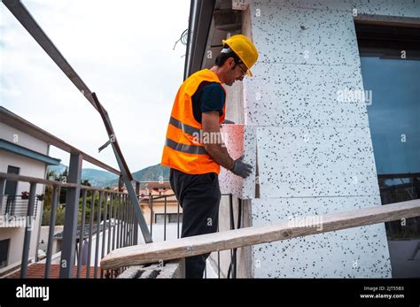 Polystyrene Thermal Cladding For Energy Saving On A Construction Site