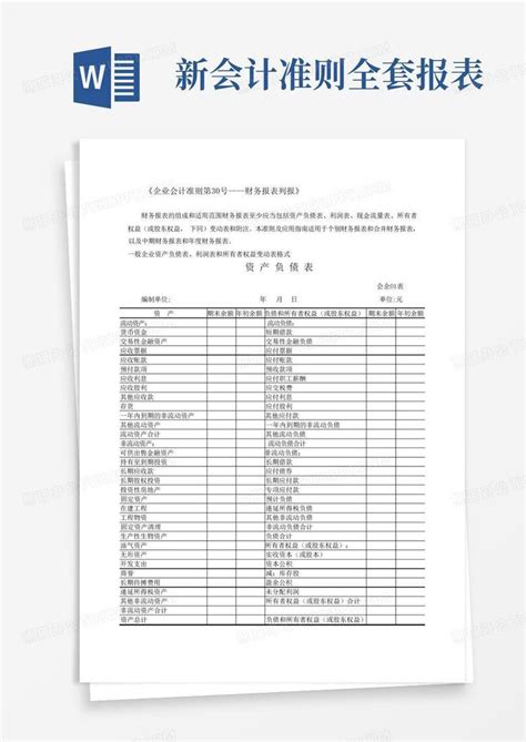 新会计准则全套报表word模板下载编号lywgvwaz熊猫办公