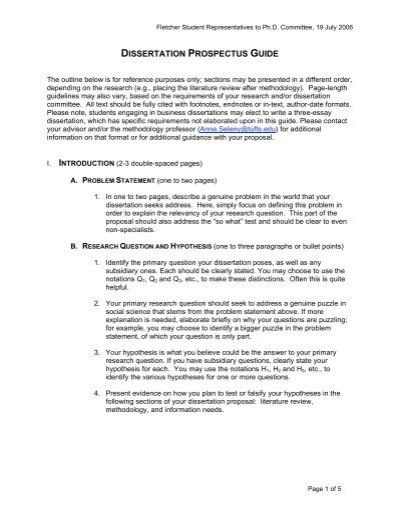 Dissertation Prospectus Guide Fletcher School Of Law And Diplomacy