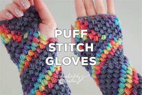 Puff Stitch Fingerless Gloves Free Crochet Pattern Hooked By Robin