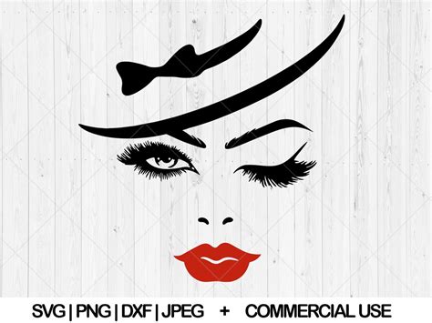 Woman Face Svg Makeup Face Svg Woman With Hat Svg Eyelash Svg Red