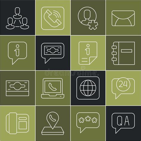 Information Hierarchy Line Icons Collection Organization Structure