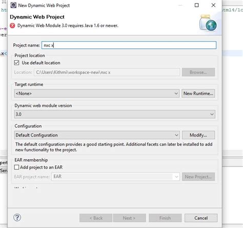 Java Error Creating Dynamic Web Project Stack Overflow